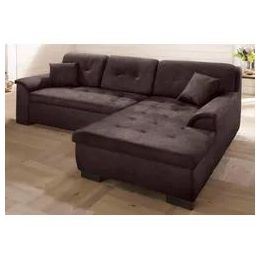 Ecksofa Home Affaire "Bergen" Sofas Gr. B/H/T: 267cm x 83cm x 178cm, Microfaser PRIMABELLE, Recamiere rechts, ohne Bettfunktion, braun (mokka) wahlweise mit Bettfunktion L-Form