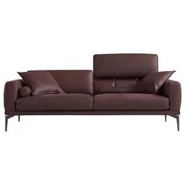 2,5-Sitzer Egoitaliano "Masu, Designsofa mit erstklassigem Sitzkomfort" Sofas Gr. B/H/T: 218cm x 95cm x 97cm, Leder CAREZZA, mit Rückenfunktion, rot (burgundy) inkl. 2 Kissenrollen, Rückenelemente manuell verstellbar, Metallfüße