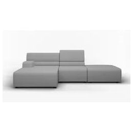 Ecksofa Egoitaliano "Babouche, Designsofa mit außergewöhnlichem Sitzkomfort zum Wohlfühlen" Sofas Gr. B/H/T: 287cm x 80cm x 98cm, Leder BULL, Recamiere links, grau (stone)