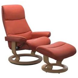 Relaxsessel stressless "View" Sessel Gr. Material Bezug, Cross Base Eiche, Ausführung Funktion, Größe B/H/T, braun (henna) mit Classic Base, Größe L,Gestell Eiche