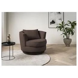 Drehsessel LEONIQUE "MAISIE, Lese-Sessel, Love Seat" Sessel Gr. Webvelours, B/H/T: 95cm x 77cm x 95cm, braun trendige Stoffe MEGA CORD und Web-Velours, 360 Grad drehbar