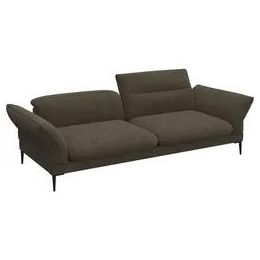 3-Sitzer FLEXLUX "Salino, Funktionssofa, Relaxsofa" Sofas Gr. B/H/T: 248cm x 88cm x 105cm, Lederoptik, braun (camel brown) Sofa mit Arm- und Kopfteil-Verstellungen, Kaltschaum & Stahl-Wellen