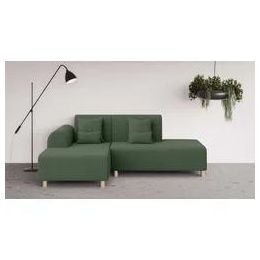 Ecksofa Inosign "Suyala" Sofas Gr. B/H/T: 258cm x 85cm x 168cm, Struktur, Recamiere links, ohne Hocker, grün L-Form mit Hocker