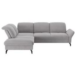 Sit & More Ecksofa SIT & MORE "Leandro L-Form" Sofas Gr. B/H/T: 288cm x 88cm x 242cm, Struktur weich, Ottomane links, mit Sitztiefenverstellung-ohne Kopfteilverstellung-ohne Armlehnfunktion-ohne Bettfunktion-ohne Stauraum, silberfarben (silber) Wahlweise mit Bett-, Kopfteil - und Armlehnfunktion, sowie Stauraum