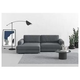 Ecksofa Trendmanufaktur "Bourbon, Designsofa mit tollem Sitzkomfort, L-Form" Sofas Gr. B/H/T: 250 cm x 84 cm x 176 cm, Struktur fein, mega-Recamiere links, XXL mit Sitztiefenverstellung, grau (dark grey) extra tiefe Sitzfläche, wahlweise mit Sitztiefenverstellung