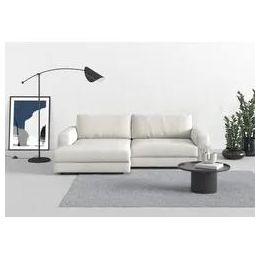 Ecksofa Trendmanufaktur "Bourbon, Designsofa mit tollem Sitzkomfort, L-Form" Sofas Gr. B/H/T: 250 cm x 84 cm x 176 cm, Struktur weich, mega-Recamiere links, XXL ohne Sitztiefenverstellung, silberfarben (silver lining) extra tiefe Sitzfläche, wahlweise mit Sitztiefenverstellung