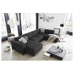 Wohnlandschaft ATLANTIC HOME COLLECTION "Bulky U-Form" Sofas Gr. B/T: 324cm x 195cm, Feinstruktur, langer Schenkel rechts, grau (anthrazit) in U-Form und XXL Sitzfläche, modular aufgebaut