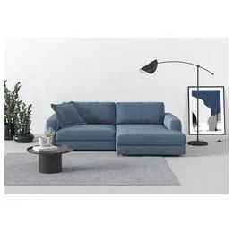 Ecksofa Trendmanufaktur "Bourbon" Sofas Gr. B/H/T: 250cm x 84cm x 176cm, Struktur weich, mega-Recamiere rechts, blau (blau horizon) mit extra hohem Sitzkomfort, auch in Cord erhältlich