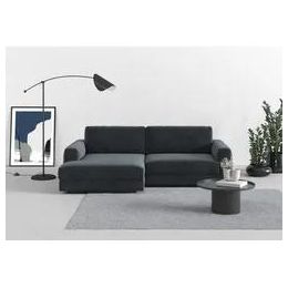 Ecksofa Trendmanufaktur "Bourbon, Designsofa mit tollem Sitzkomfort, L-Form" Sofas Gr. B/H/T: 250cm x 84cm x 176cm, Breitcord, mega-Recamiere links, XXL mit Sitztiefenverstellung, grau (anthrazit) extra tiefe Sitzfläche, wahlweise mit Sitztiefenverstellung