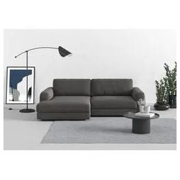 Ecksofa Trendmanufaktur "Bourbon, Designsofa mit tollem Sitzkomfort, L-Form" Sofas Gr. B/H/T: 250 cm x 84 cm x 176 cm, Struktur weich, mega-Recamiere links, XXL mit Sitztiefenverstellung, grau (beluga) extra tiefe Sitzfläche, wahlweise mit Sitztiefenverstellung