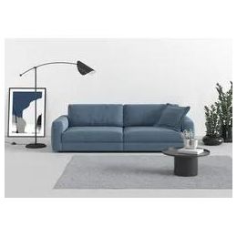 Big-Sofa Trendmanufaktur "Bourbon" Sofas Gr. B/H/T: 264cm x 84cm x 126cm, Struktur weich, XXL ohne Sitztiefenverstellung, blau (blue horizon) extra tiefe Sitzfläche, wahlweise mit Sitztiefenverstellung bestellbar