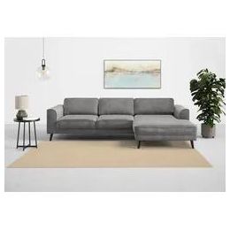 Ecksofa Trendmanufaktur "Lumber Jack, elegantes Designsofa, L-Form" Sofas Gr. B/H/T: 280cm x 85cm x 167cm, Cord, Recamiere rechts-Bettfunktion links, mit Bettfunktion-mit Bettkasten, grau (granit grey) wahlweise mit Bettfunktion u. Bettkasten