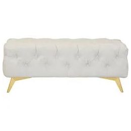 Polsterhocker LEONIQUE "Amaury" Hocker Gr. B/H/T: 120cm x 45cm x 80cm, Struktur, Füße goldfarben, beige Chesterfield-Optik, Breite 120cm, Fußfarbe wählbar