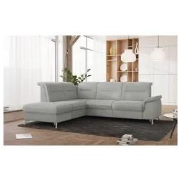 Sit & More Ecksofa SIT & MORE "Astoria L-Form", grau (hellgrau), B:256cm H:91cm T:225cm, 100% Polyester, Sofas, wahlweise mit motorischer Relaxfunktion