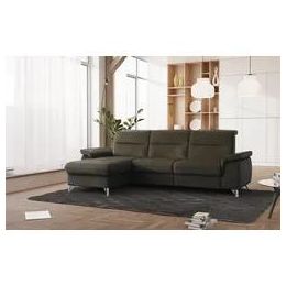 Sit & More Ecksofa SIT & MORE "Astoria L-Form" Sofas Gr. B/H/T: 260cm x 91cm x 175cm, Luxus-Microfaser in Lederoptik, Recamiere links, mit Kopfteilverstellung-mit Armlehnfunktion-mit Relaxfunktion motorisch im Sofa 2,5-sitzig-mit Relaxfunktion motorisch in Recamiere, grün (oliv) wahlweise mit motorischer Relaxfunktion