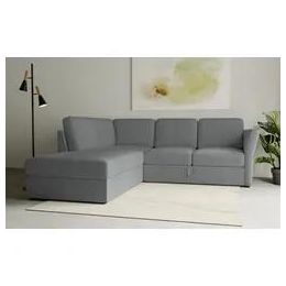 Ecksofa Home Affaire "Lavars, L-Form, Schlafsofa" Sofas Gr. B/H/T: 241cm x 90cm x 226cm, Flachgewebe, Ottomane links, grau mit Bettfunktion und Stauraum, in zwei verschiedenen Bezugsqualitäten