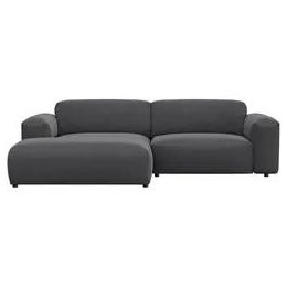 Ecksofa FLEXLUX "Lucera Chaislongue rechts oder links" Sofas Gr. B/H/T: 257cm x 73cm x 171cm, Chenille, Chaiselongue links, grau (dervit grau) modern & anschmiegsam, Kaltschaum, Stahl-Wellenunterfederung