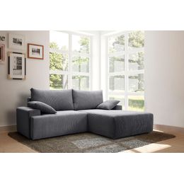 Ecksofa exxpo - SOFA FASHION "Orinoko, aktuelles Design und hoher Sitzkomfort, L-Form", grau, B:240cm H:92cm T:177cm, Sofas, Ecksofa, inkl. Bettfunktion und Bettkasten, sch&ouml;ne Farben im angesagten Cord