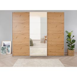 Schwebetürenschrank Rauch "Kleiderschrank Schrank Garderobe BESTSELLER KOLUNA mit Spiegel" Schränke Gr. B/H/T: 271 cm x 229 cm x 62 cm, 3 St., braun (eiche artisan) inkl. 2 Innenschubladen sowie extra Einlegeböden MADE IN GERMANY