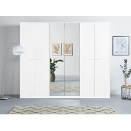 Drehtürenschrank Rauch "Kleiderschrank Schrank Garderobe TOPSELLER OTELI inkl. Inneneinteilung" Schränke Gr. B/H/T: 270 cm x 229 cm x 54 cm, Mit Spiegel, weiß mit 3 Innenschubladen extra Böden optional Spiegel MADE IN GERMANY