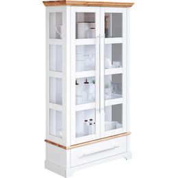 Vitrine Home Affaire "Meliss", gelb (weiß, honig), B:94cm H:169cm T:39cm, Massivholz, Schränke, Höhe 169 cm, Breite 94 cm, 2-türig, Kiefer massiv, FSC