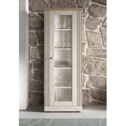 Vitrine Home Affaire "Country Höhe 192 cm, Hochschrank mit 1 Tür, Anrichte, Standvitrine" Schränke Gr. B/H/T: 72 cm x 192 cm x 44 cm, 1 St., Komplettausführung, beige (eiche meringa nb, eiche cadiz nb) im Landhausstil, viel Strauraum, mit Metallgriff, MDF Rahmen