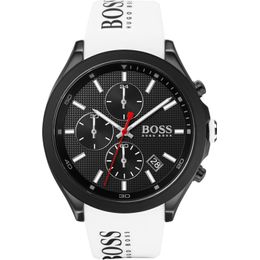 Chronograph BOSS "Velocity, 1513718" Armbanduhren weiß Herren Quarzuhr, Herrenuhr, Armbanduhr, Stoppfunktion, Silikonarmband