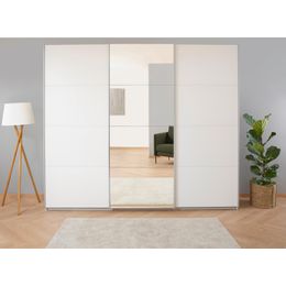 Schwebetürenschrank Rauch "Kleiderschrank Schrank Garderobe BESTSELLER KOLUNA mit Spiegel" Schränke Gr. B/H/T: 271 cm x 210 cm x 62 cm, 3 St., weiß (alpinweiß) inkl. 2 Innenschubladen sowie extra Einlegeböden MADE IN GERMANY Bestseller