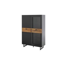 Höffner Highboard Malina ¦ grau ¦ Maße (cm): B: 90 H: 134 T: 37