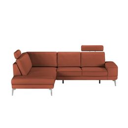 meinSofa Ecksofa aus Leder Dana ¦ rot ¦ Maße (cm): B: 269 H: 86 T: 22