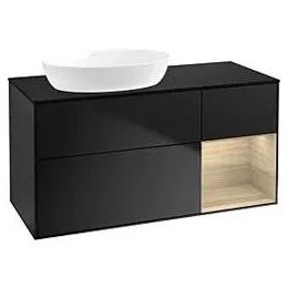 Villeroy & Boch Villeroy und Boch Finion Waschtischunterschrank FA52PCPD 120cm, Abdeckplatte black matt, Regale Oak Veneer, Black matt lacquer