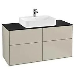 Villeroy & Boch Villeroy und Boch Finion Waschtischunterschrank F38200HH 120x60,3cm, Abdeckplatte black matt, Sand Matt Lacquer