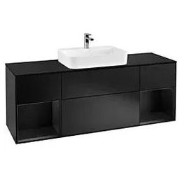 Villeroy & Boch Villeroy und Boch Finion Waschtischunterschrank G452PDPD 160cm, Abdeckplatte black matt, Emotion, Regale Black matt lacquer, Black matt lacquer