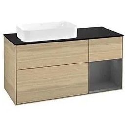 Villeroy & Boch Villeroy und Boch Finion Waschtischunterschrank G282GKPC 120cm, Abdeckplatte black matt, Emotion, Regal rechts Anthracite matt, Oak Veneer