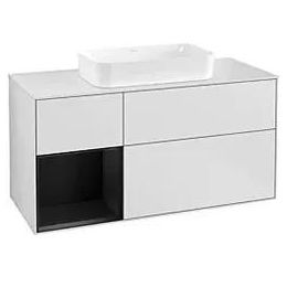 Villeroy & Boch Villeroy und Boch Finion Waschtischunterschrank G291PDMT 120cm, Abdeckplatte white matt, Emotion, Regal links Black matt lacquer, White matt lacquer