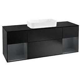 Villeroy & Boch Villeroy und Boch Finion Waschtischunterschrank G332HGPD 160cm, Abdeckplatte black matt, Emotion, Regale Midnight matt lacquer, Black matt lacquer