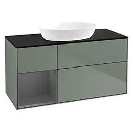 Villeroy & Boch Villeroy und Boch Finion Waschtischunterschrank GA62GKGM 120cm, Abdeckplatte black matt, Emotion, Regale Anthracite matt lacquer, Olive Matt Lacquer