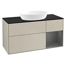 Villeroy & Boch Villeroy und Boch Finion Waschtischunterschrank GA72GKHH 120cm, Abdeckplatte black matt, Emotion, Regale Anthracite matt lacquer, Sand Matt Lacquer