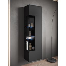 Vitrine Inosign "Kenia" Schränke Gr. H/T: 161,4 cm x 32 cm, 1 St., Komplettausführung, schwarz (schwarz graphite matt) Vitrine Vitrineschrank mit Glastüren 160 cm Höhe