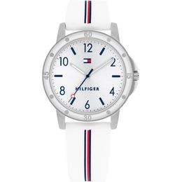 Quarzuhr Tommy Hilfiger "GIRLS, 1720014" Armbanduhren weiß (weiß-rot-blau) Kinder Kinderuhr, Armbanduhr,Mädchenuhr,Jungenuhr, Schulanfang, Geschenkidee