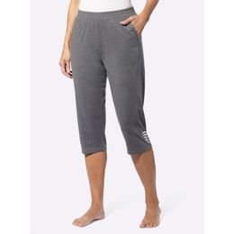 Damen Caprihose, grau, Gr. 38, meliert, unifarben, 100% Baumwolle, 65% Polyester, 35% Baumwolle, Hosen