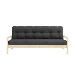 Schlafsofa Karup Design, B:205cm H:79cm T:95cm, grau, Matratzenmaterialzusammensetzung: Futonmatratze mit Knopfheftung, Höhe 14 cm, aus recyceleten