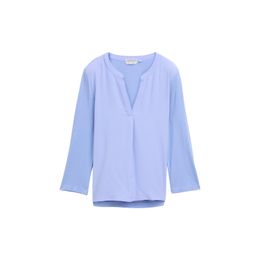 Tom Tailor Damen 3/4 Arm Shirt aus LENZING™ EcoVero™, blau, Uni, Gr. XXL