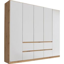 Drehtürenschrank Rauch "Kleiderschrank Schrank Garderobe Garderobenschrank MAINZ" Schränke Gr. B/H/T: 226 cm x 210 cm x 54 cm, 5 St., weiß (eiche artisan, alpinweiß) grifflose Front, Außentüren mit Push-to-Open Funktion MADE IN GERMANY