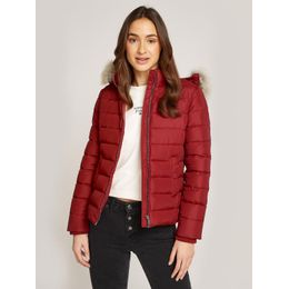 Steppjacke Tommy Jeans CURVE "TJW BASIC HOODED DOWN JACKET EXT" Gr. 5XL (50), rot (regatta rot), Damen, Web, Obermaterial: 100% Polyester. Futter: 100% Polyester, unifarben, Jacken, in Großen Größen, mit Kapuze