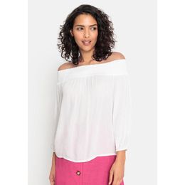 Lascana Carmenbluse weiß Gr. 32/34 für Damen. Mit Carmenausschnitt. Figurumspielend. Nachhaltig.