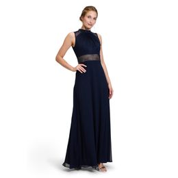 Abendkleid Vera Mont "Vera Mont rückenfrei" Gr. 44, Normalgrößen, blau (night sky) Damen Kleider Aufgesteppte Bänder