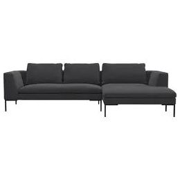 Ecksofa FLEXLUX "Loano" Sofas Gr. B/H/T: 298cm x 86cm x 169cm, Lederoptik, Chaiselongue rechts, grau (shark grey) modernes Sofa, frei im Raum stellbar, lose Kissen, Kaltschaum Sitz