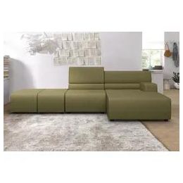 Ecksofa Egoitaliano "Babouche, Designsofa mit außergewöhnlichem Sitzkomfort zum Wohlfühlen" Sofas Gr. B/H/T: 384cm x 80cm x 98cm, Luxus-Microfaser Lederoptik, Recamiere rechts, grün (pistazie)