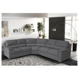 Ecksofa Egoitaliano "Doris, modernes Designerecksofa in hochwertigen Microfaserqualitäten" Sofas Gr. B/H/T: 266cm x 90cm x 246cm, Luxus-Microfaser Lederoptik, langer Schenkel rechts, grau (steingrau) edle Detailverarbeitung, wahlweise fleckenabweisend oder in Lederoptik